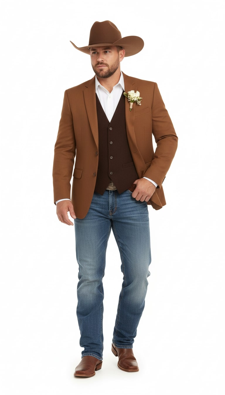 Mens Rust Copper Brown Western Blazer – Cowboy Style Classic Tailored ...