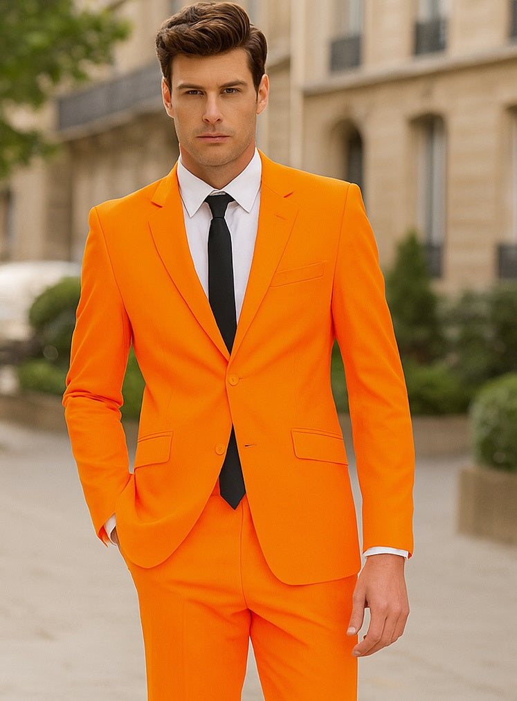 Mens Orange Tuxedo With Pants - Orange Prom 2025 Suit — Menssuitsatlanta