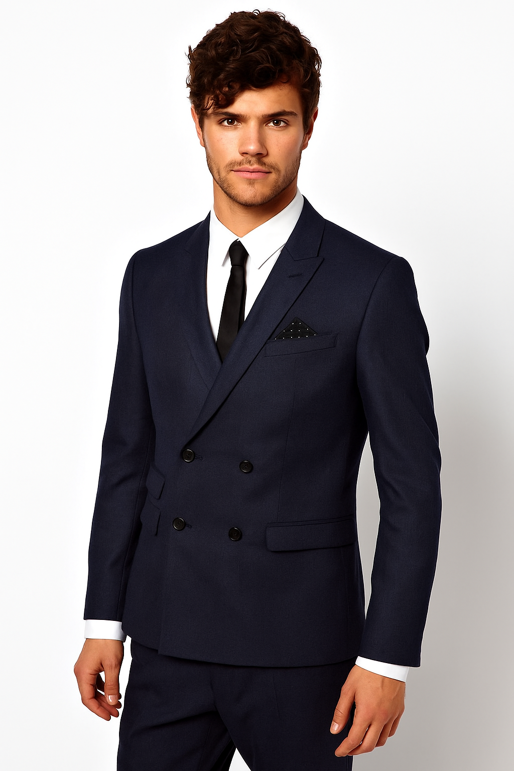 Double Breasted Suits Slim Fit Wool Suit 4 Buttons Style 2020 New Form ...