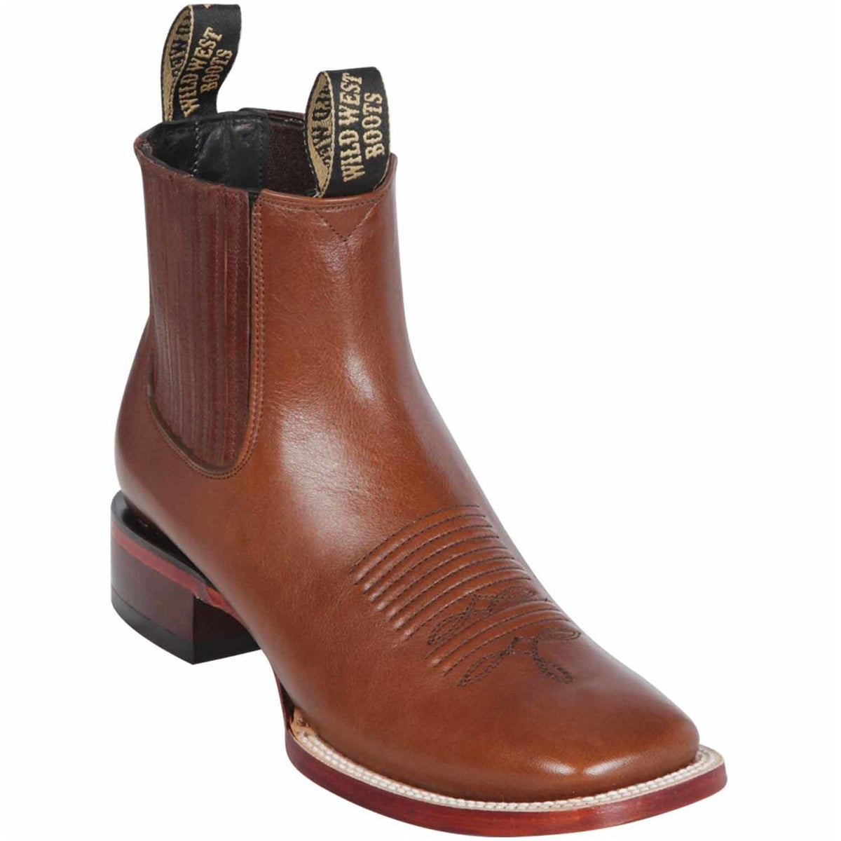 Brown Short Square Toe Boots — Menssuitsatlanta