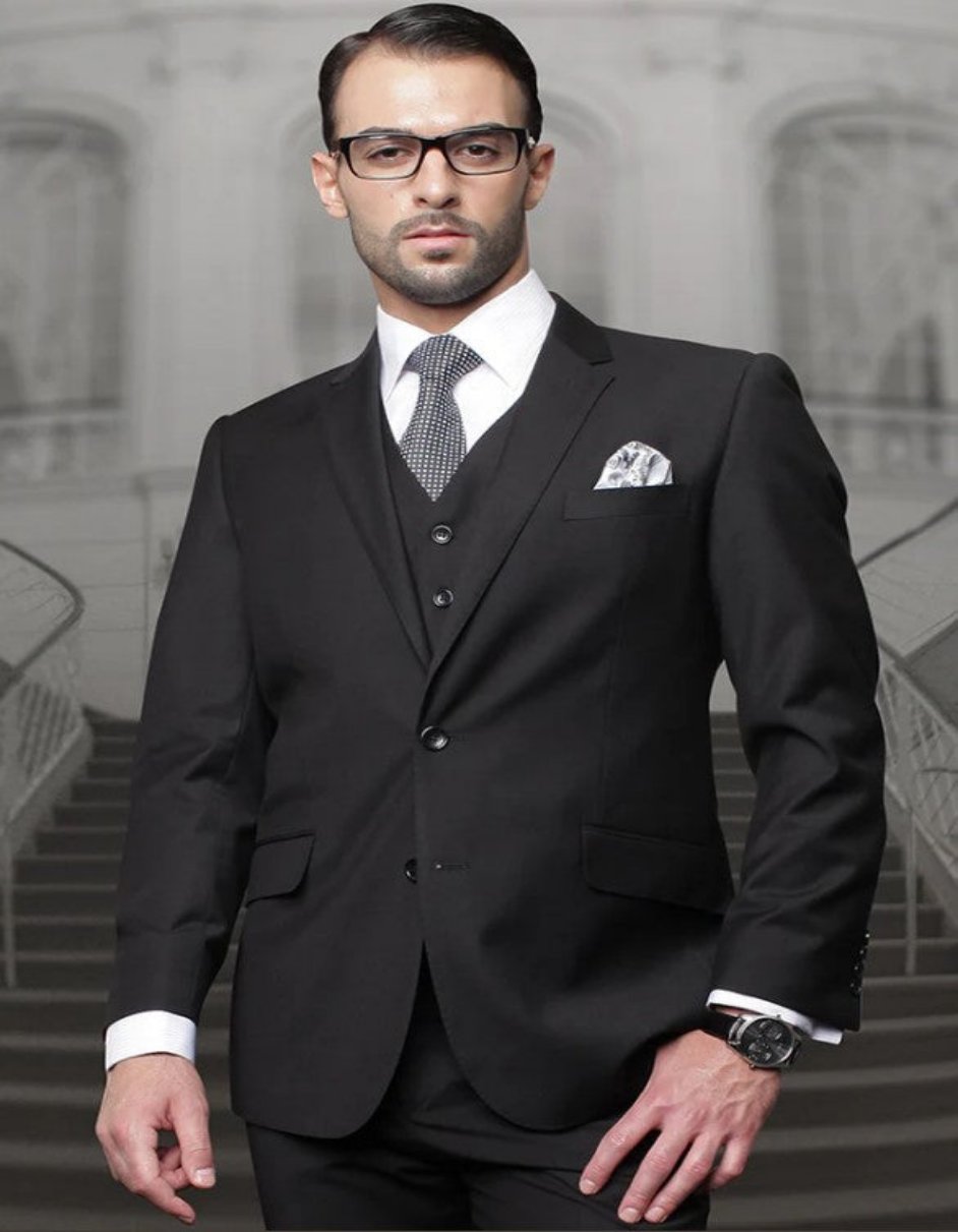 Big and Tall Suit - Black Big and Tall Regular Fit 3 PC Suit ...