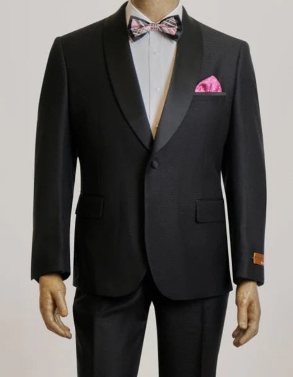Steve Harvey Suits - Black Suit - Designer Brand Shawl Lapel Suit No P ...