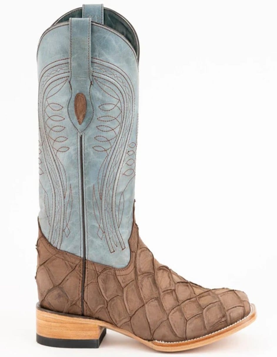 Ferrini Bronco Men's Print Pirarucu Fish Square Toe Boots Handcrafted ...