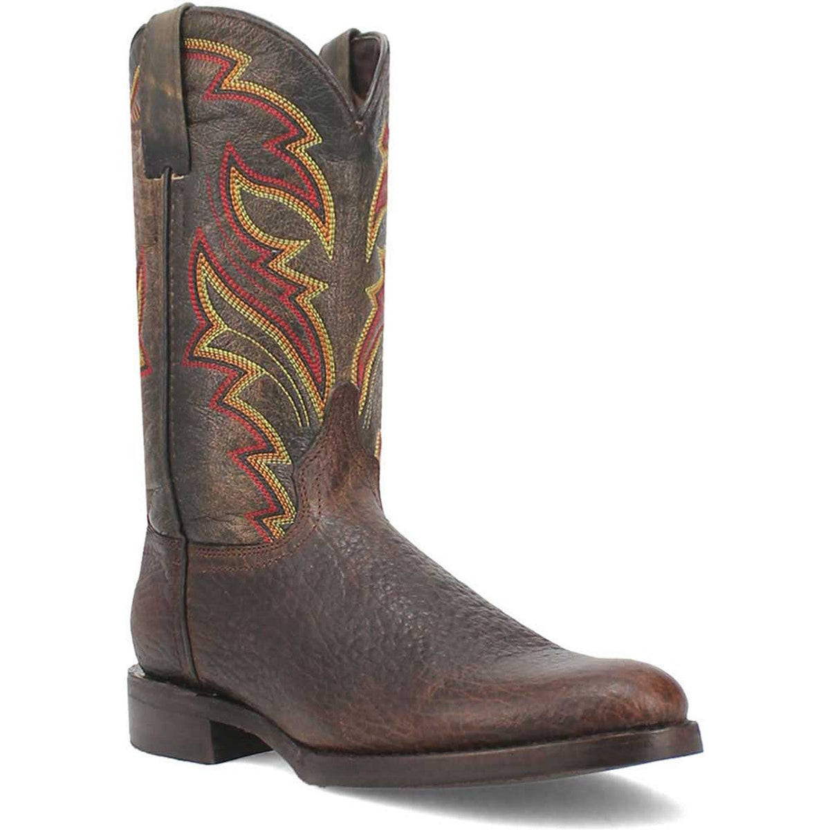 Dingo Round Toe Brown and Orange Western Leather Boots — Menssuitsatlanta