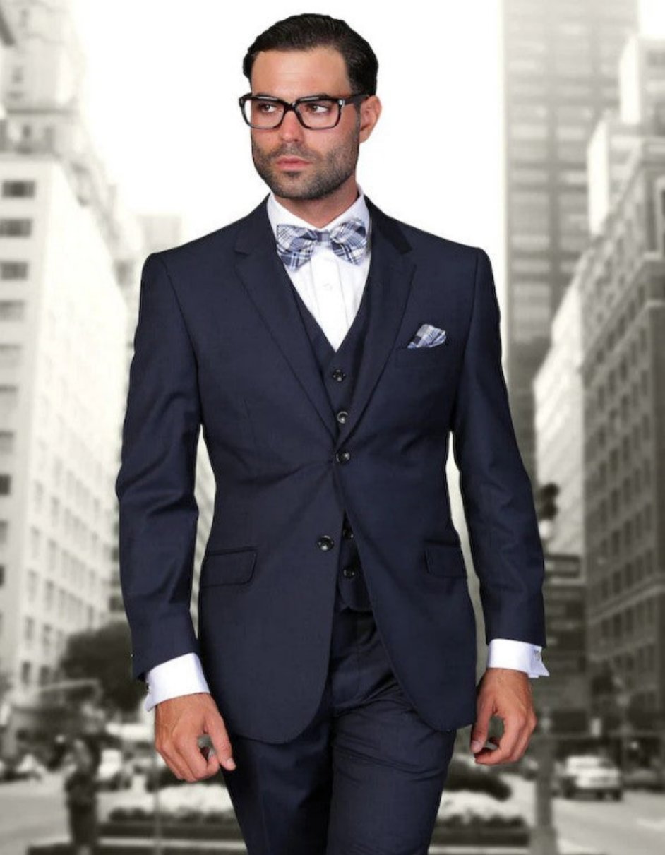Big and Tall Suit - 3 PC Navy Extra Long Modern Fit Suit — Menssuitsatlanta