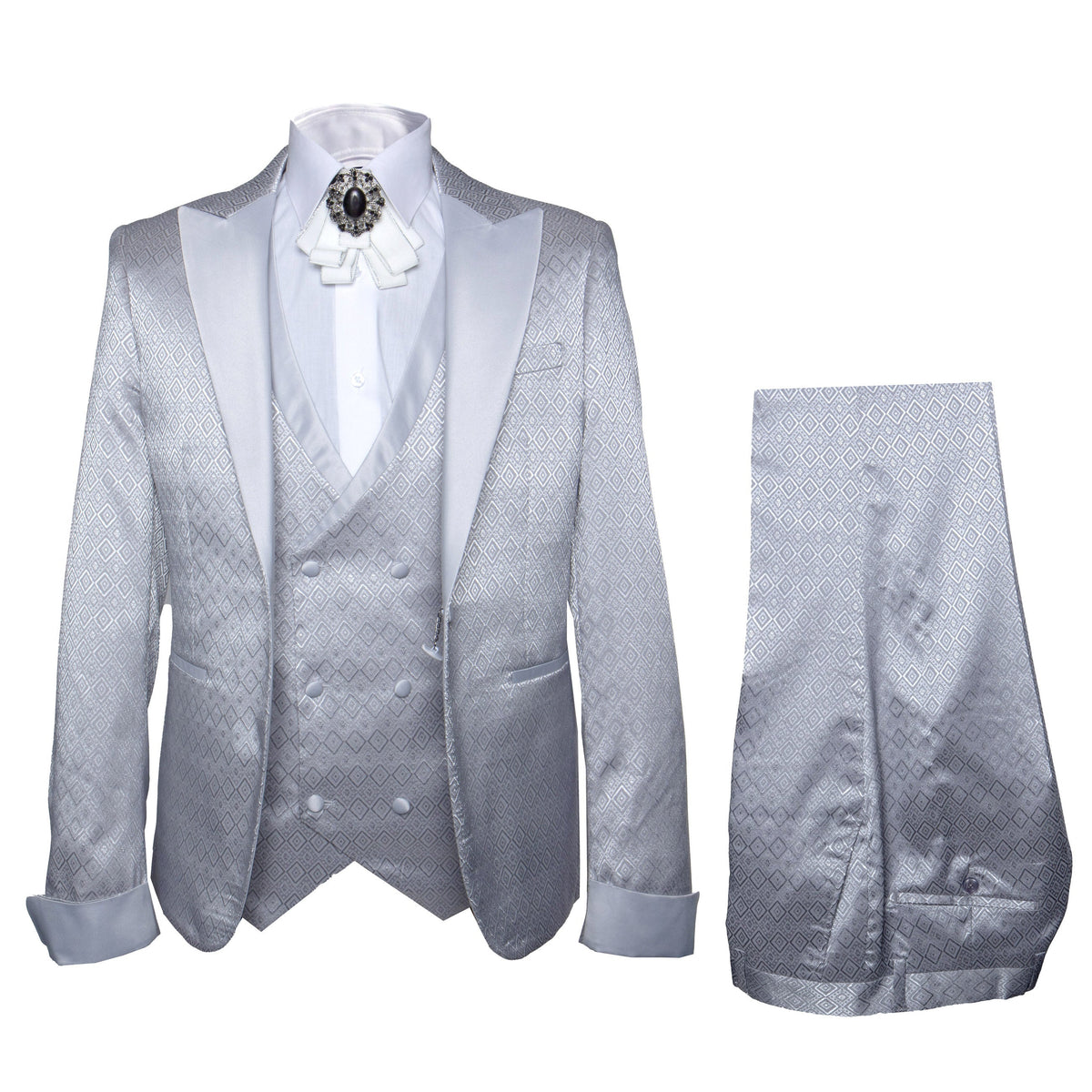 Rossi Man FORD RM1915 – Men's Slim Fit 3-Piece Suit in Silver ...