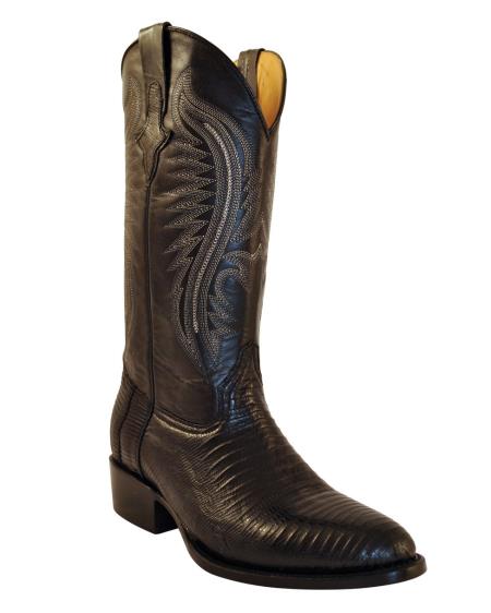 Ferrini Men's Teju Lizard R-Toe Boot - Black — Menssuitsatlanta