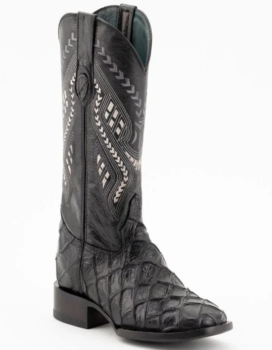 Ferrini Bronco Men's Print Pirarucu Fish Boots Handcrafted Black ...