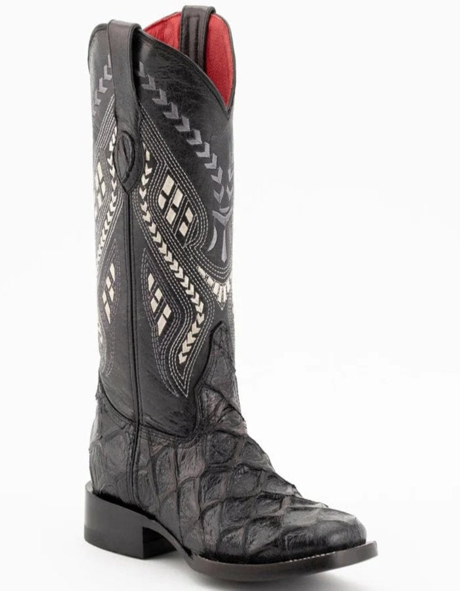 Ferrini Women's Bronco Square Toe Pirarucu Fish Print Boots ...