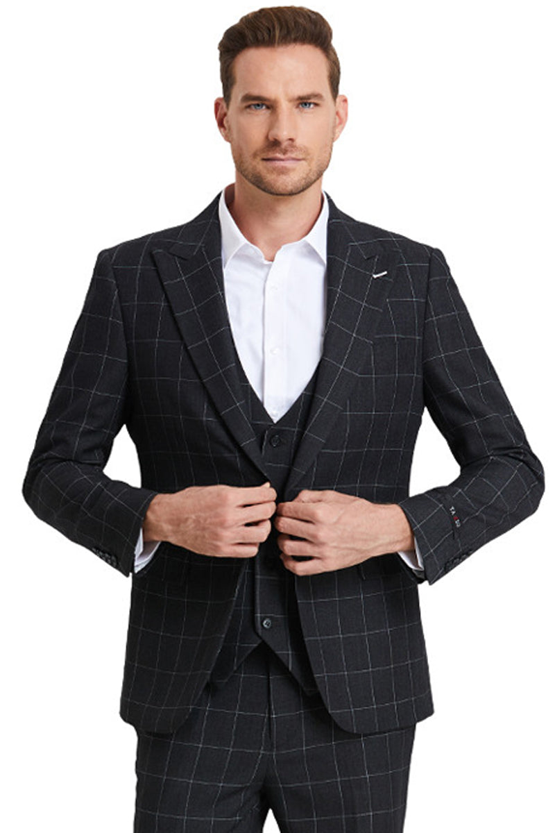 Bold Black Windowpane Suit in Slim Fit — Menssuitsatlanta