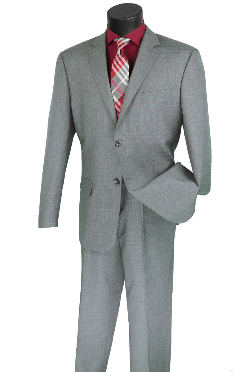 Mens 2 Button Modern Textured Weave Suit in Grey — Menssuitsatlanta
