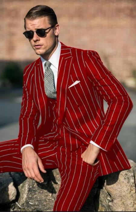 Hot Red Pinstripe Suit - Gangster Suit - 1920's Suit — Menssuitsatlanta