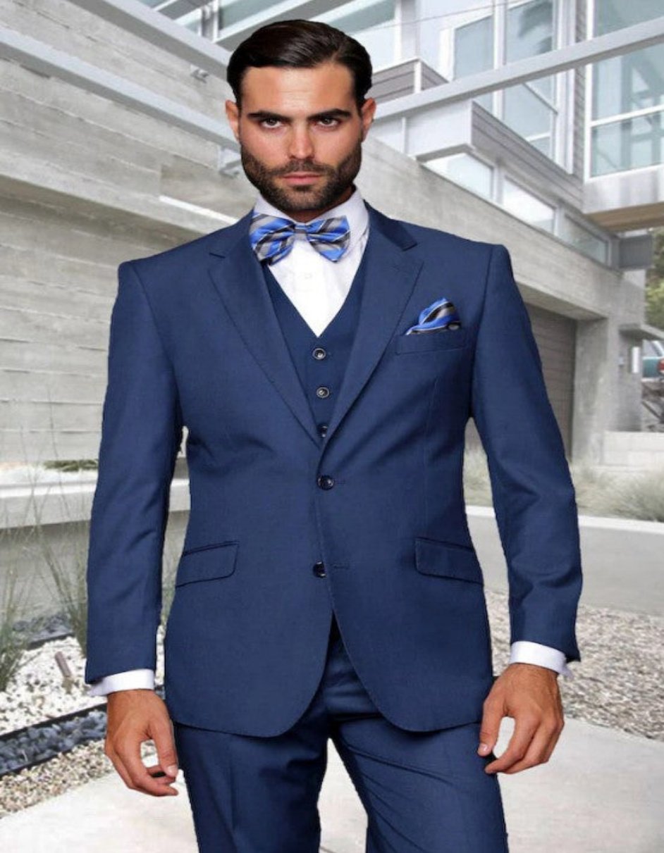 Big and Tall Suit - 3 PC Indigo Extra Long Modern Fit Suit ...