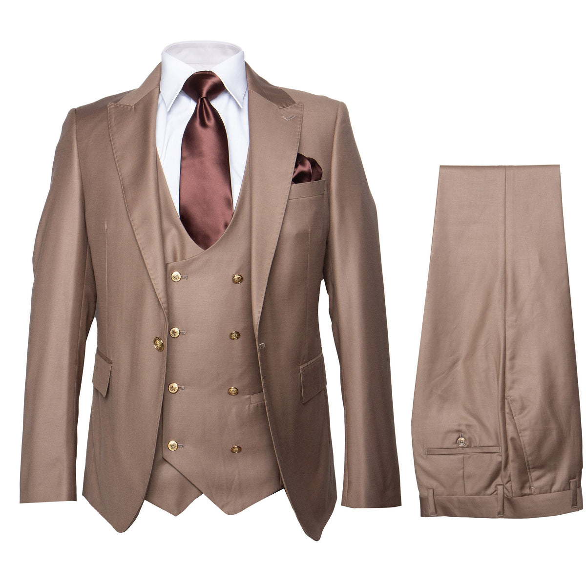 Men’s Modern Formal Suit – Rossi Man Max Slim Fit 3-Piece in Solid Moc ...