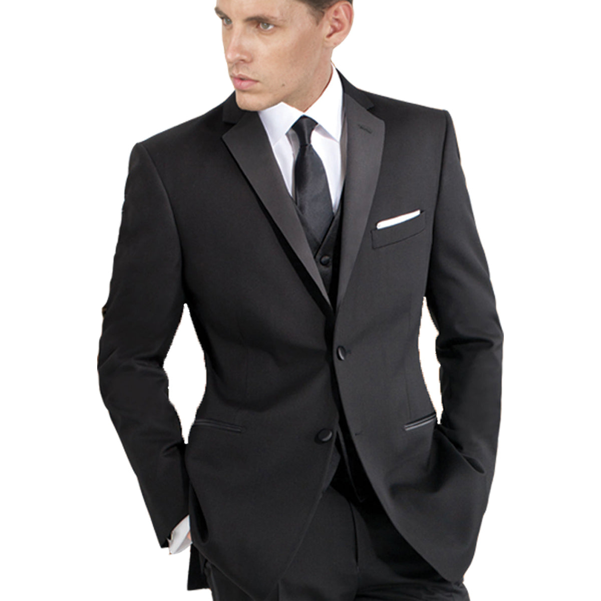 Mantoni Black Wool 2-button 2-Piece Tuxedo — Menssuitsatlanta