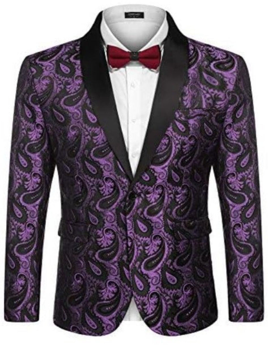 Mardi Gras Purple Tuxedo Dinner Jacket - Purple Paisley Blazer ...