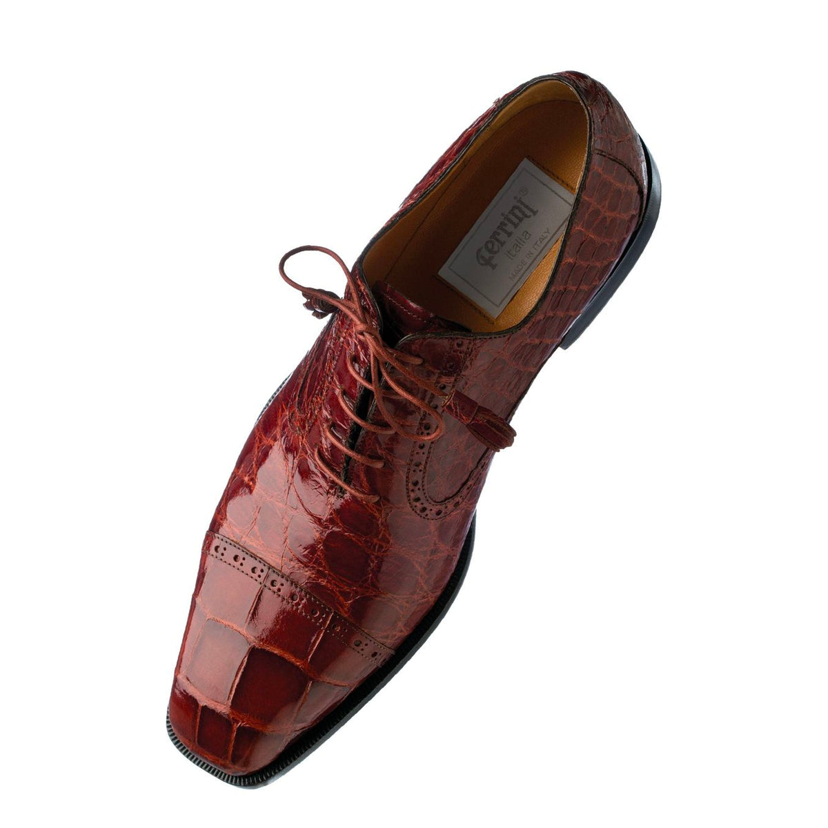 Mens Ferrini Alligator Cap Toe Dress Shoe in Rust — Menssuitsatlanta