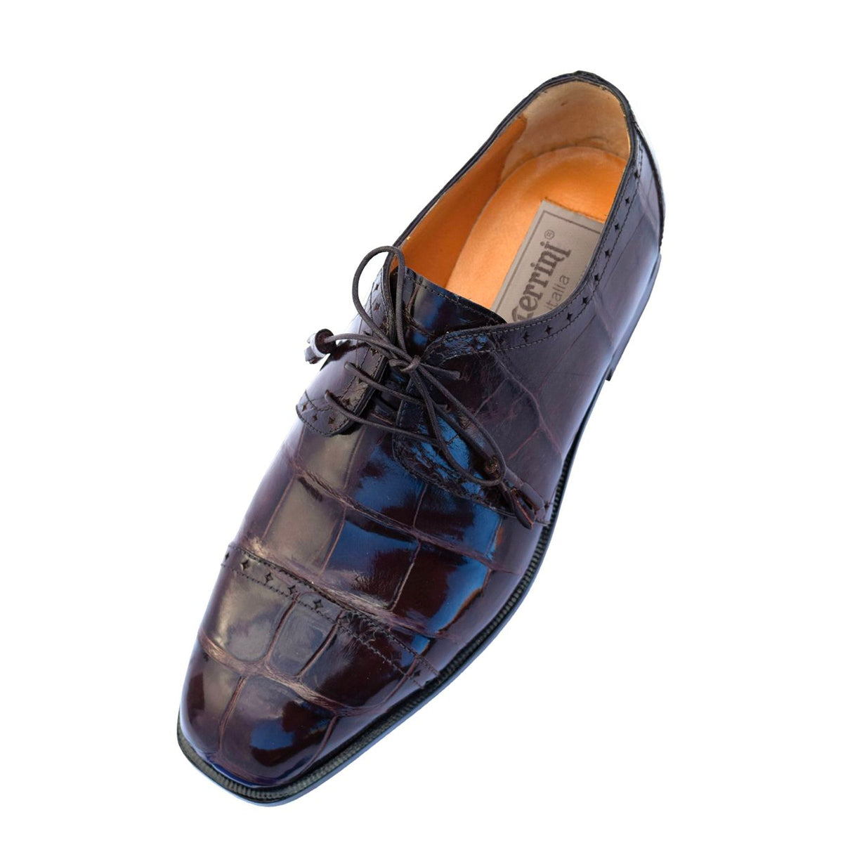 Mens Ferrini Alligator Cap Toe Dress Shoe in Brown — Menssuitsatlanta