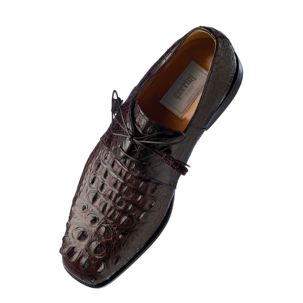 Mens Ferrini Alligator Hornback Dress Shoe in Chocolate — Menssuitsatlanta