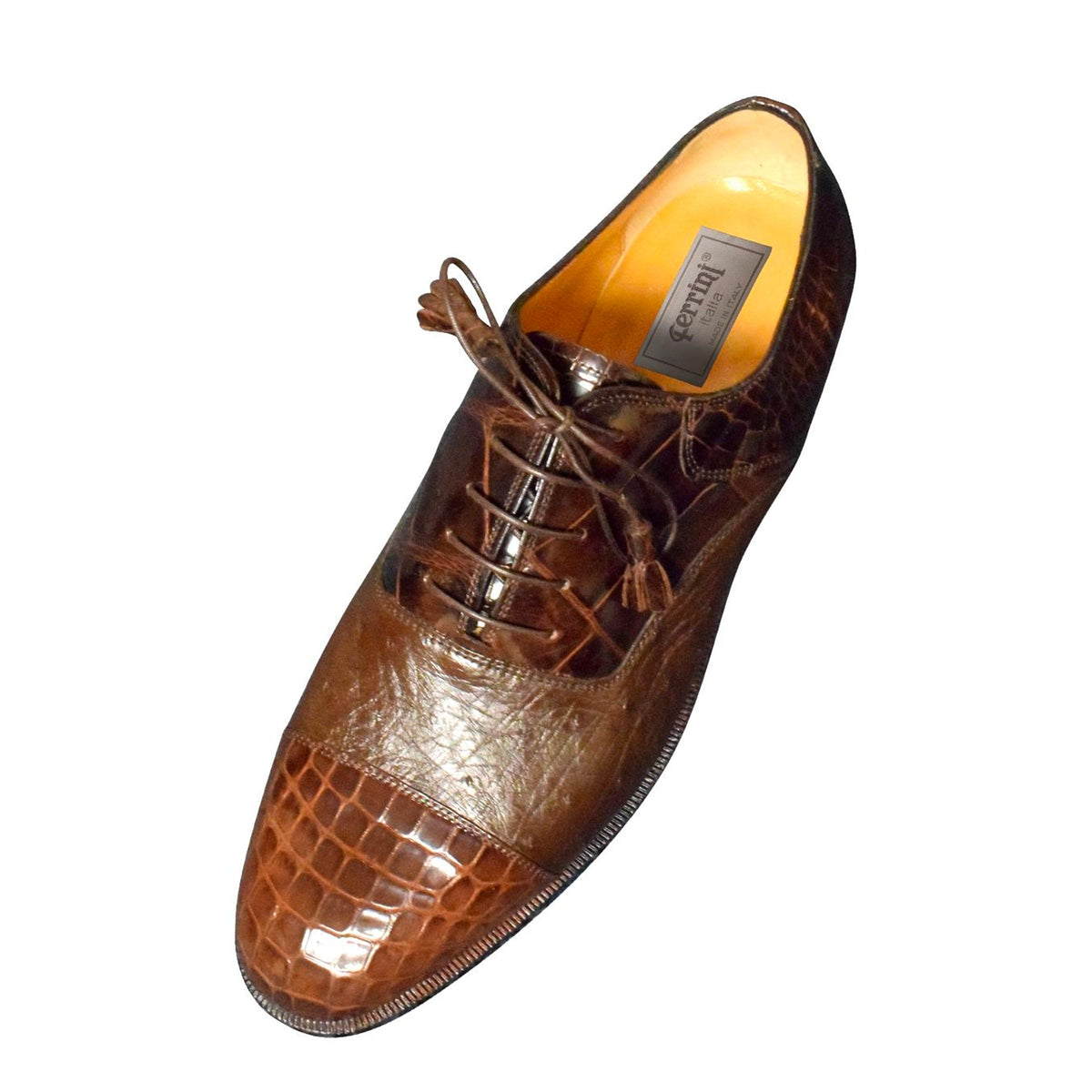 Mens Ferrini Alligator and Ostrich Cap Toe Dress Shoe in Brown ...