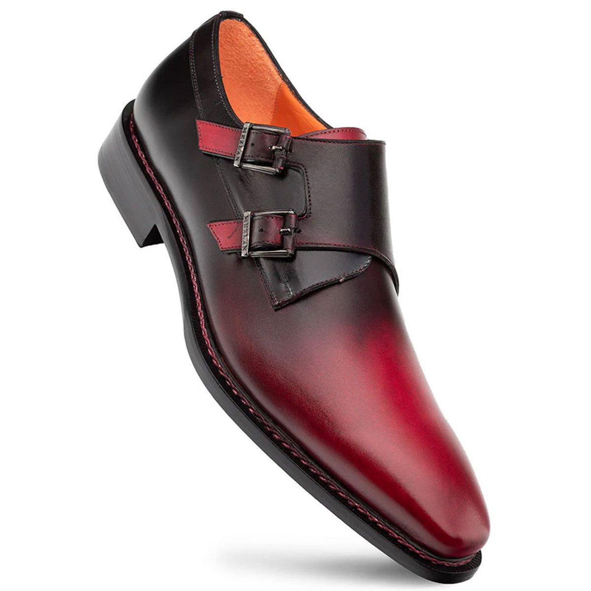 Mezlan Temi Cognac/Rust Monk Strap Shoes — Menssuitsatlanta