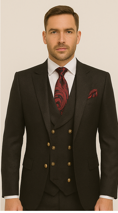 Men’s Formal 3-Piece Suit – Rossi Man Bond Slim Fit in Black | RM1751 ...