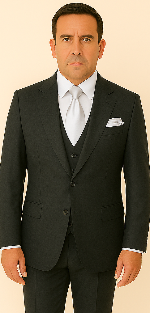 Rossi Man BOND RM1779 Slim Fit 3-Piece Black Suit – Tailored Formalwea ...