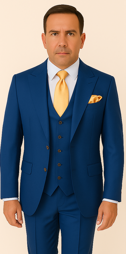 Rossi Man BOND RM1780 Slim Fit 3-Piece Suit – Modern Royal Blue Suit f ...
