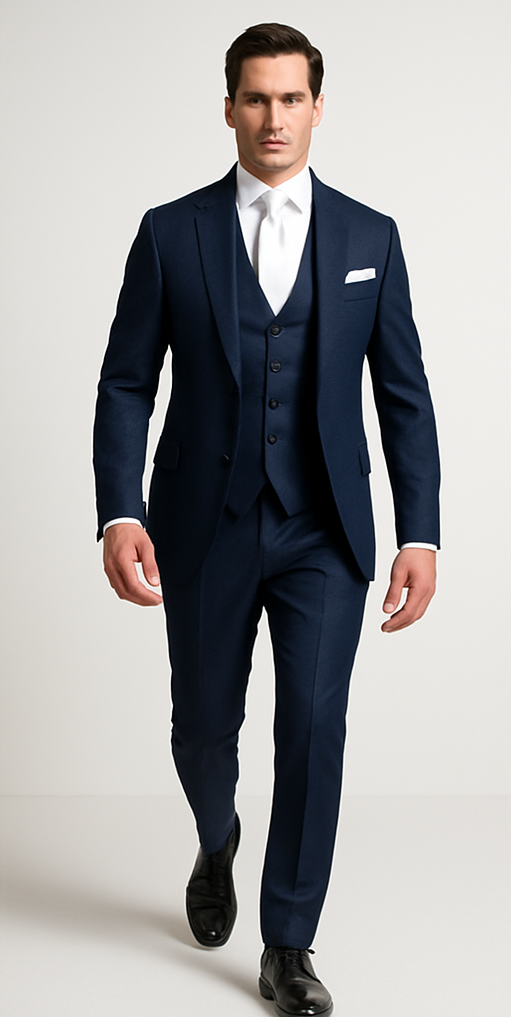 Rossi Man MAX RM1711 Slim Fit 3-Piece Suit – Stylish Navy Formalwear f ...
