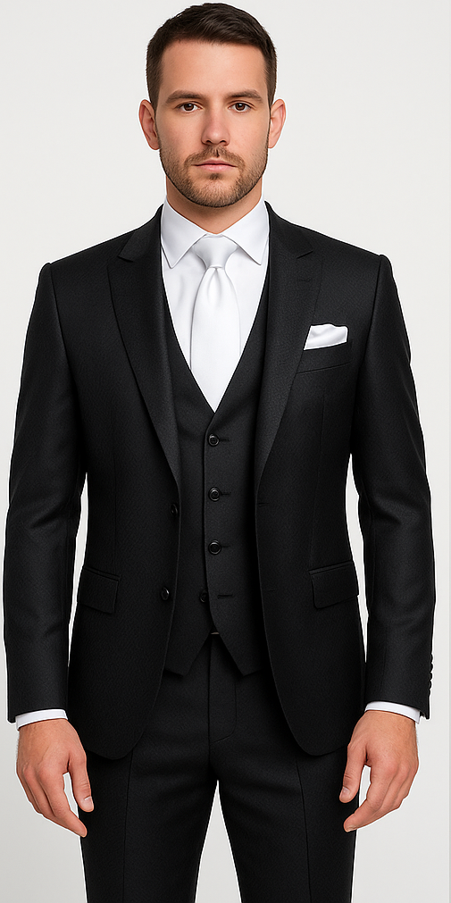 Rossi Man MAX RM1712 Slim Fit 3-Piece Suit – Stylish Black Formalwear ...