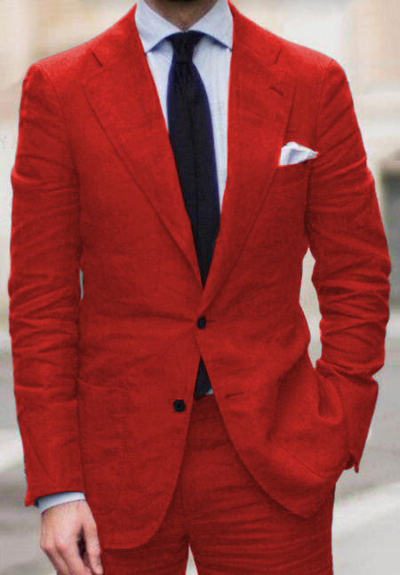 Red Linen Suit - Red Linen Suit - Red Tiffany Color — Menssuitsatlanta
