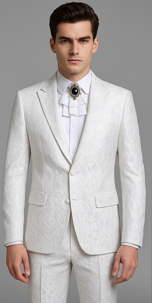 Rossi Man Leo RM1902 – White Designer Tuxedo for Men — Menssuitsatlanta