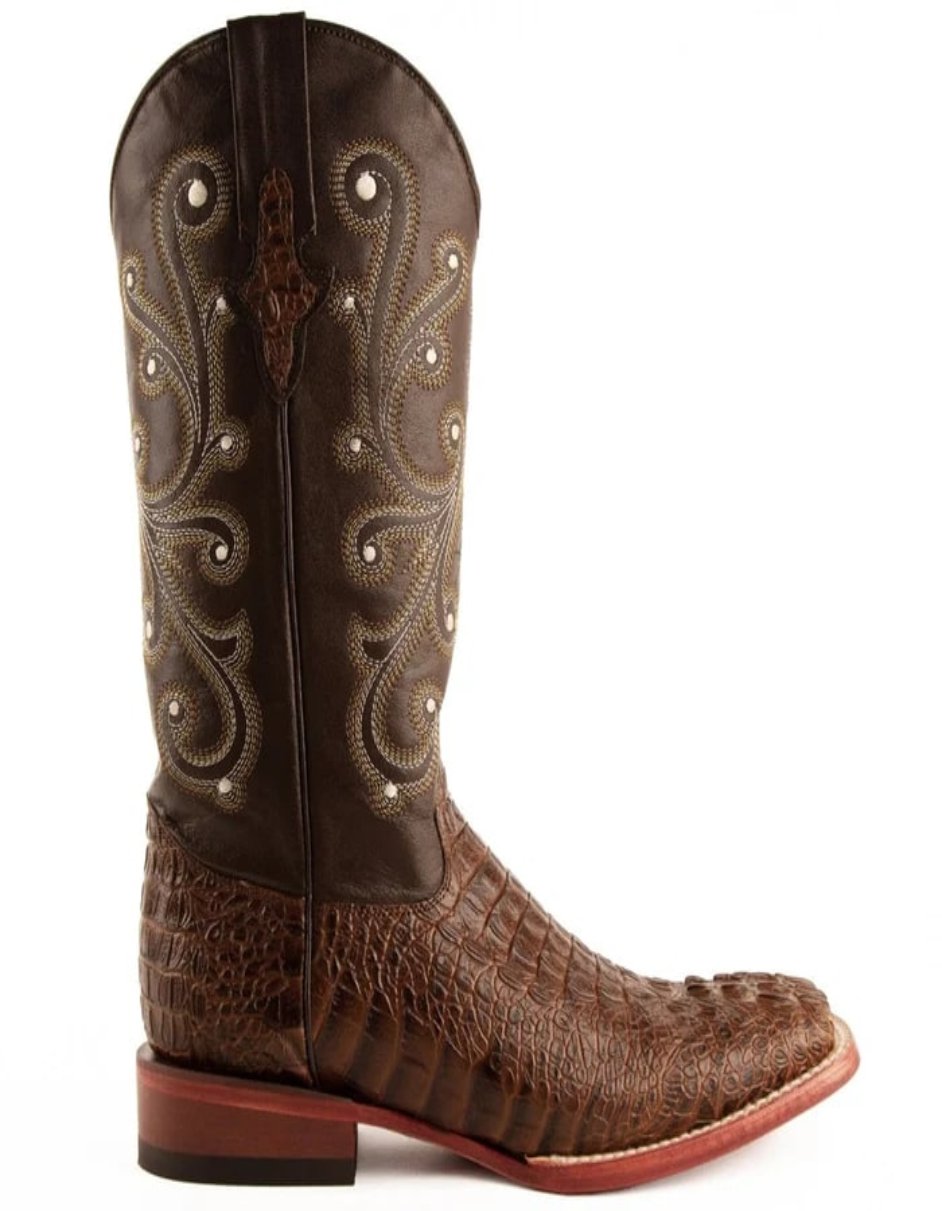 Men's Ferrini Caiman Crocodile Print Boots Handcrafted Rust ...
