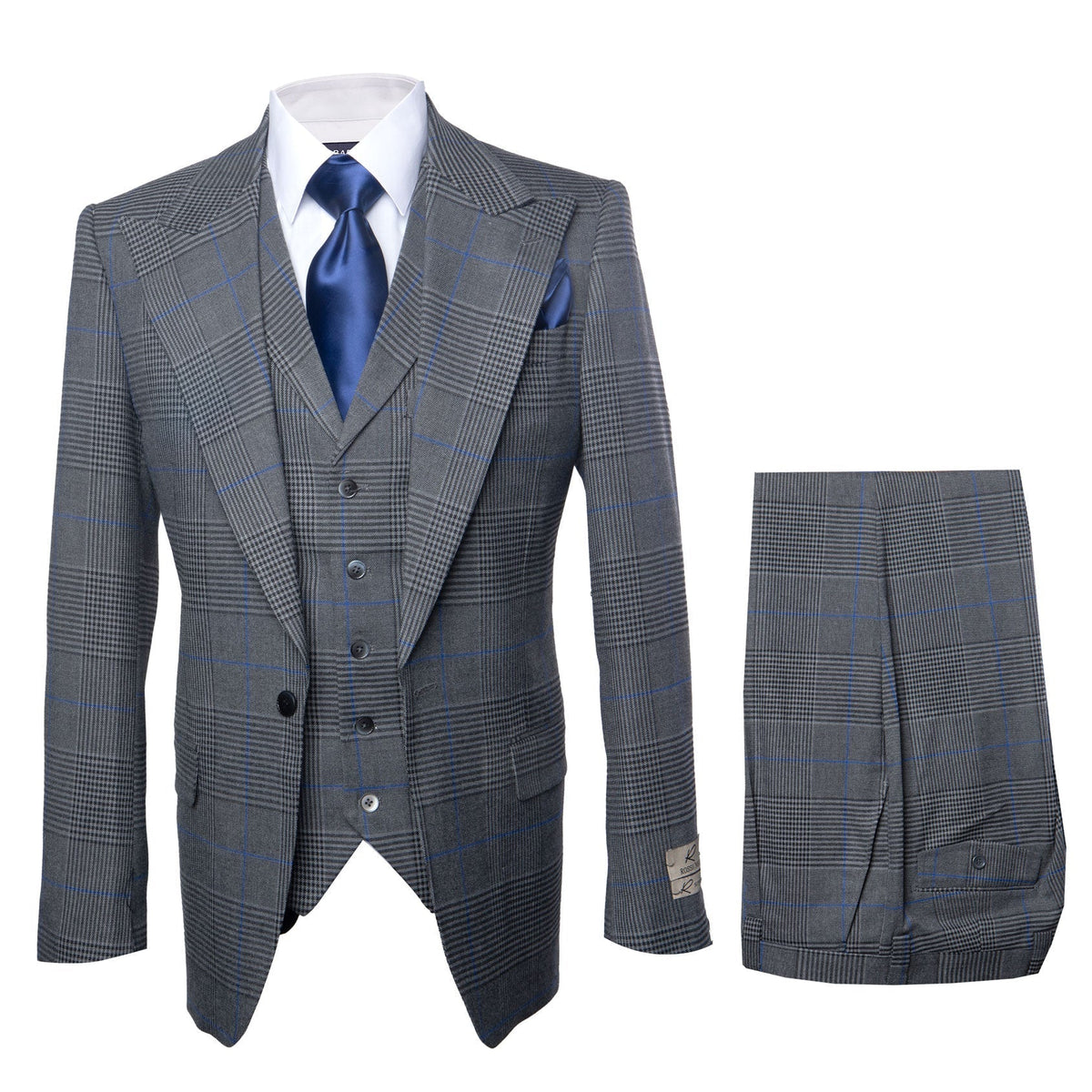 Rossi Man Sam RM2315 – Classic Milano Tailored 3-Piece Checkered Suit ...