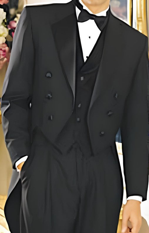 Tailcoat Tuxedo - Formal Tail Coat with Pants and Vest Black Color For ...