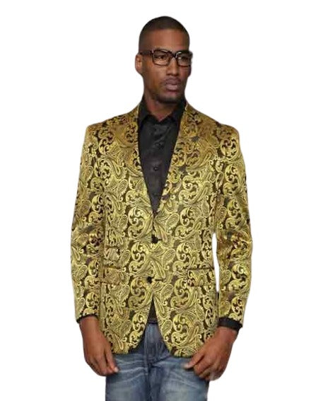 Alberto Nardoni Gold Floral Paisley Shiny Satin Stage Party Two Toned ...