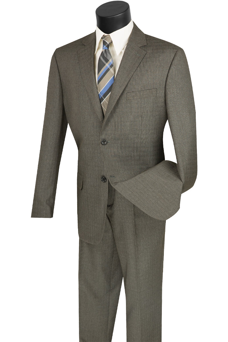 Mens 2 Button Modern Textured Weave Suit in Brown — Menssuitsatlanta
