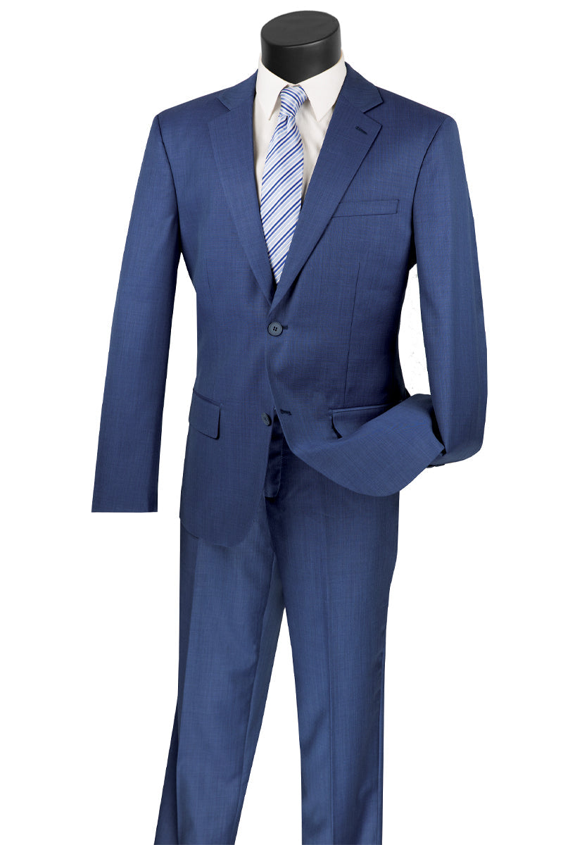 Mens 2 Button Modern Fit Textured Wool Suit in Navy — Menssuitsatlanta