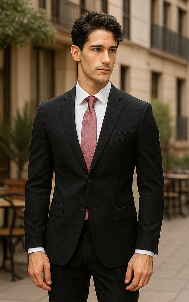 Bertolini Silk & Fabric Suit Black- High End Suits - High Quality Suit ...