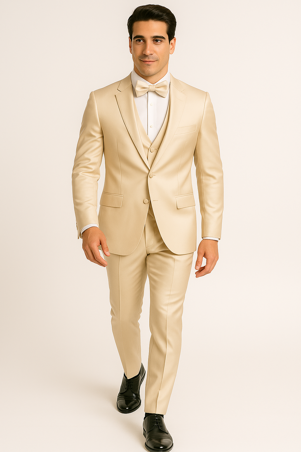 groomfit-Champagne-satin-tuxedo-ensemble — Menssuitsatlanta