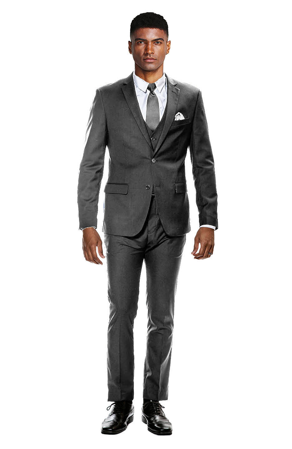 Mens Slim Fit Vested Suit - Slim Fit 3 Pieces Charcoal Suit ...