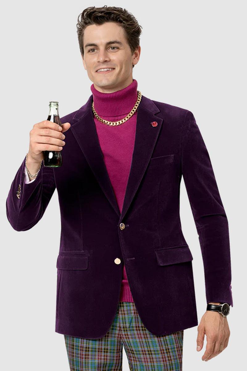 EJ Samuel Dark Purple Velvet Blazer - 2 Button Modern Fit ...