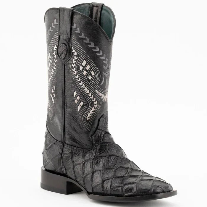 Ferrini Bronco Men's Print Pirarucu Fish Boots Handcrafted Black 43393 ...