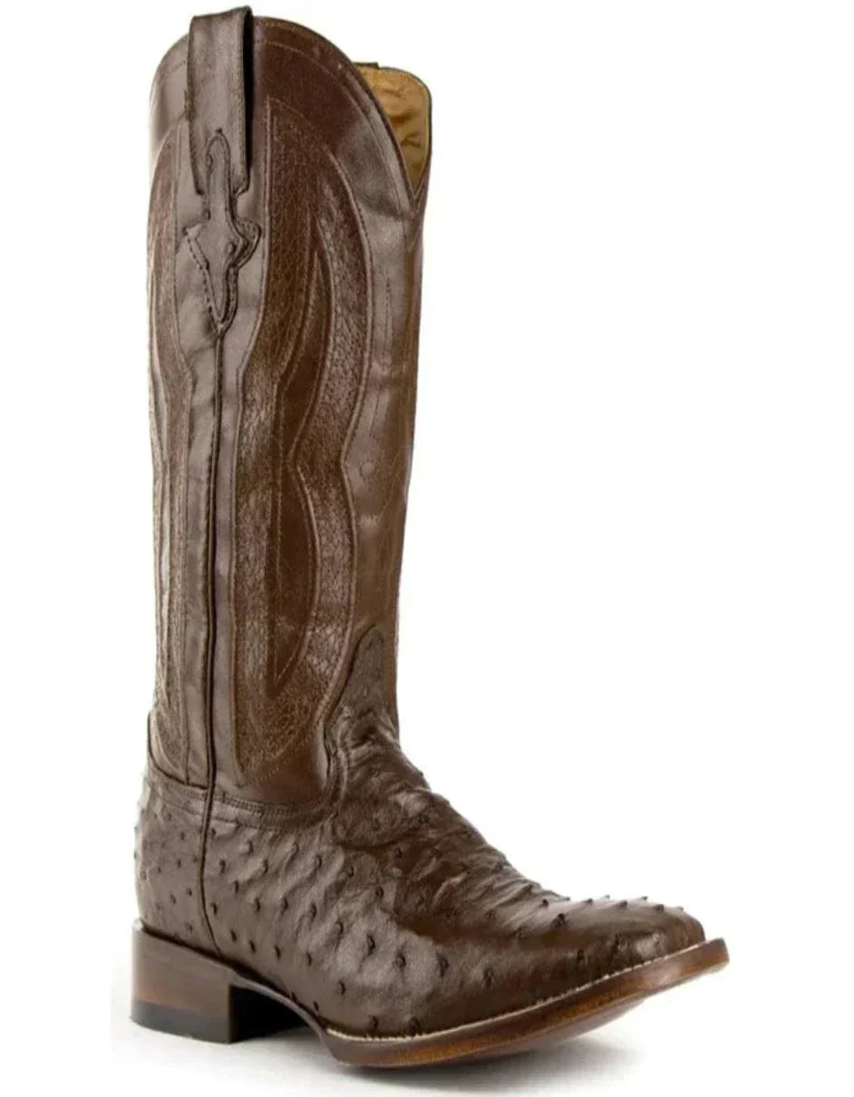 Ferrini Men's Colt Full Quill Ostrich Square Toe Boots Handcrafted - C ...