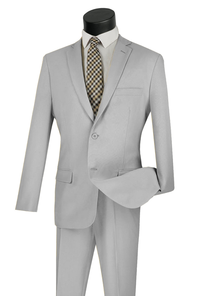 Mens Basic 2 Button Classic Fit Poplin Suit in Grey — Menssuitsatlanta