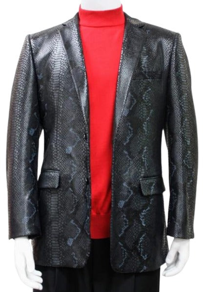 Men's Black Alligator Python Snakeskin Print Snake Sport Coat ...