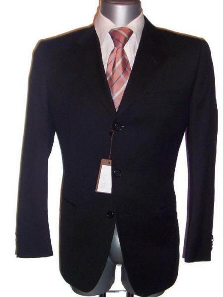 Mens 3 Button Blazer - Three Button Black Sport Coat - Side Vented - W ...