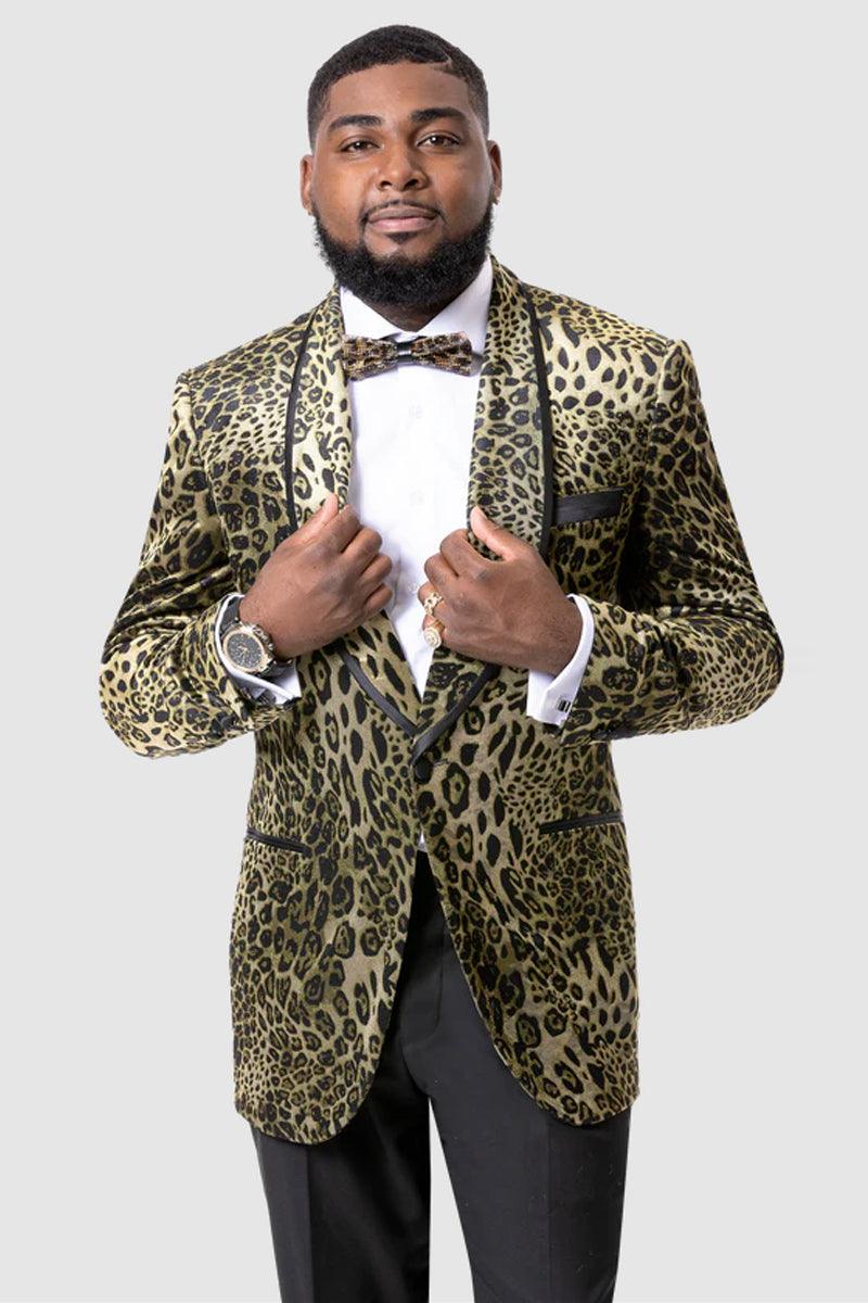 Men's EJ Samuel One-Button Leopard Prom Tuxedo Jacket — Menssuitsatlanta