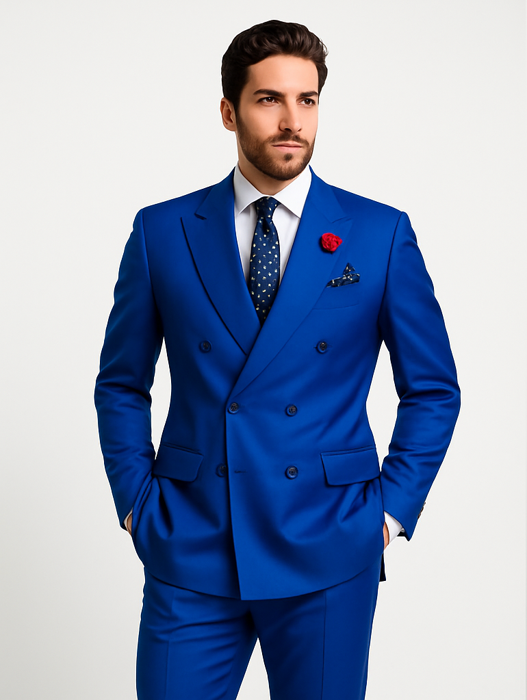 Men's Royal Blue Double Breasted Suits Dress Suits for Men Jacket & Pa ...