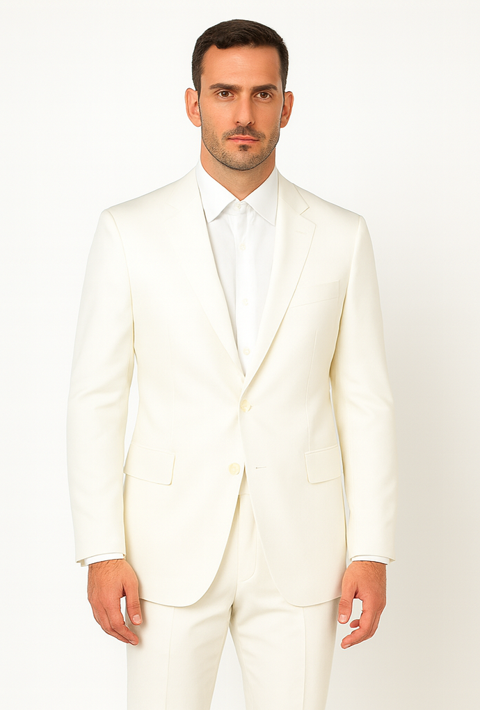 Novello Off-white, Modern Fit, Pure Wool Suit by Tiglio Luxe OFFWHITE ...